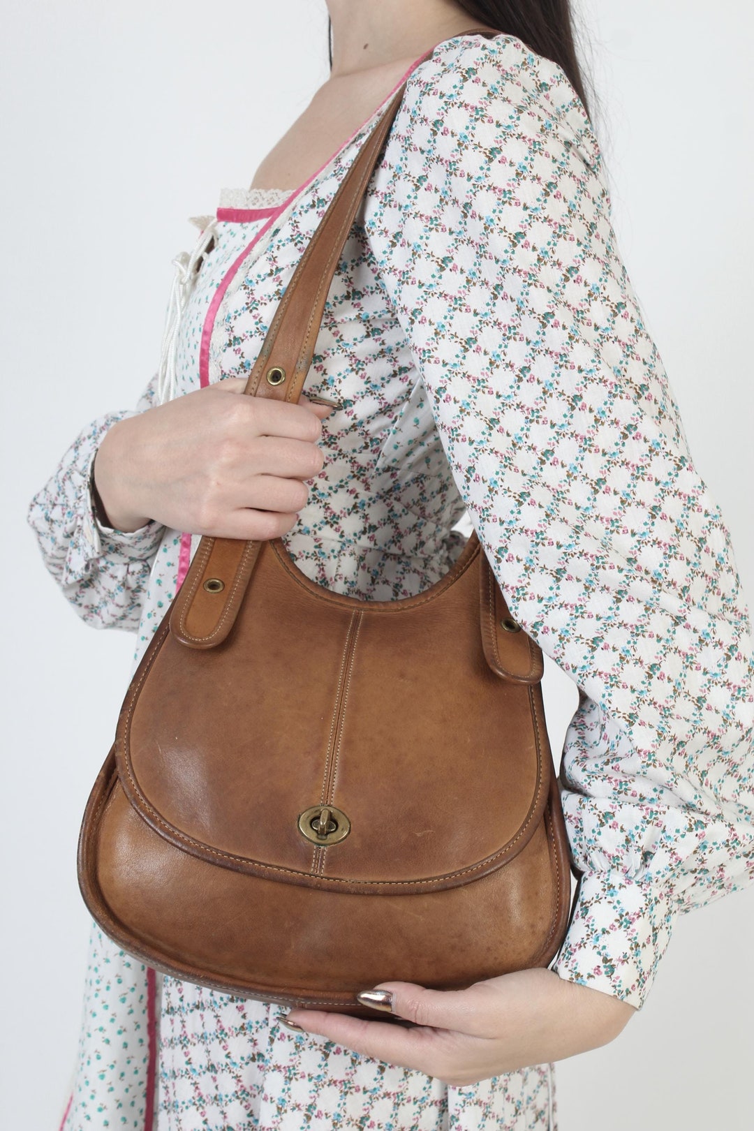 Coach Crescent Leather Bag, Pre Creed NYC Purse, Brown Boho 70s ...
