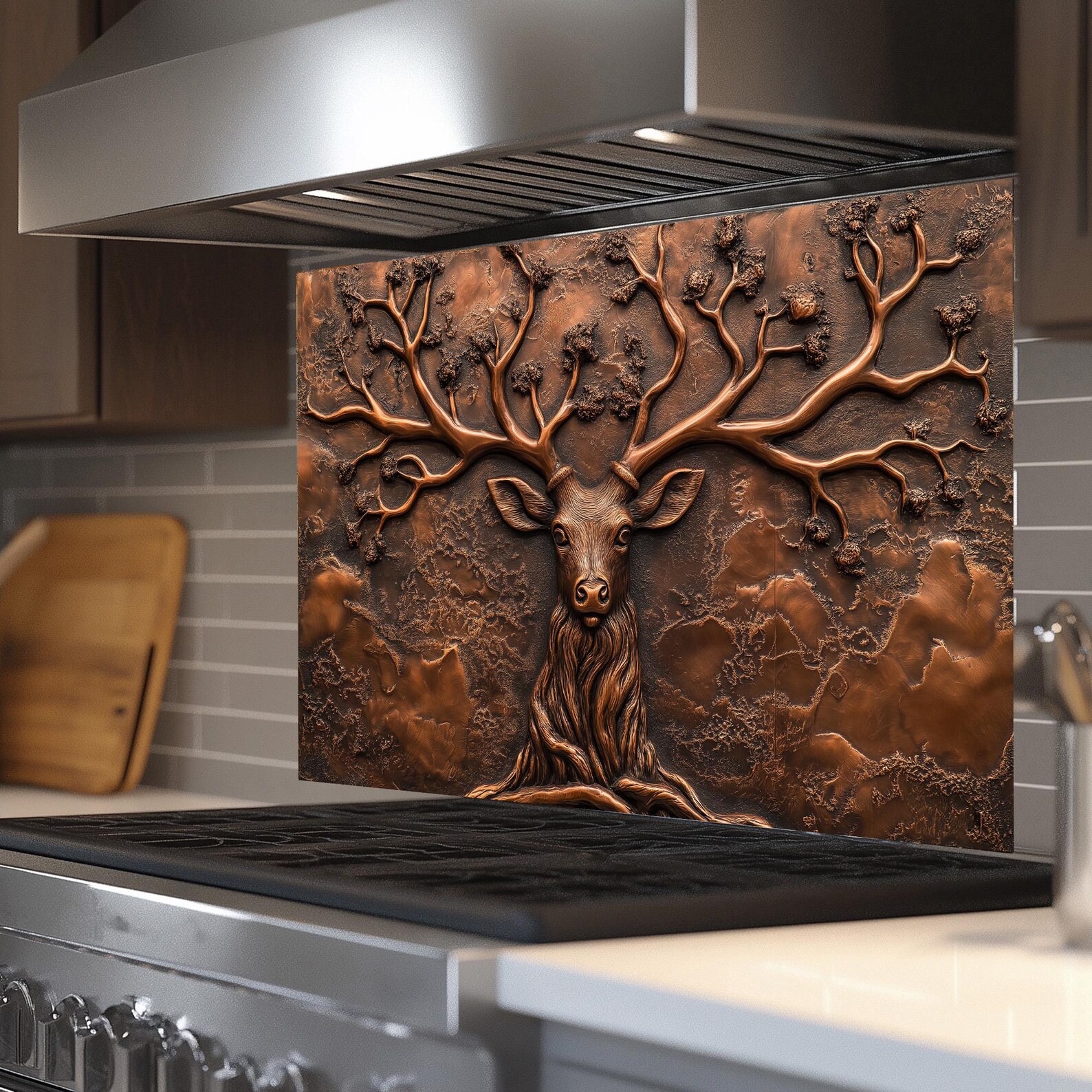 Deer Copper Look Kitchen Backsplash,tempered Kitchen Backsplash Panel ...