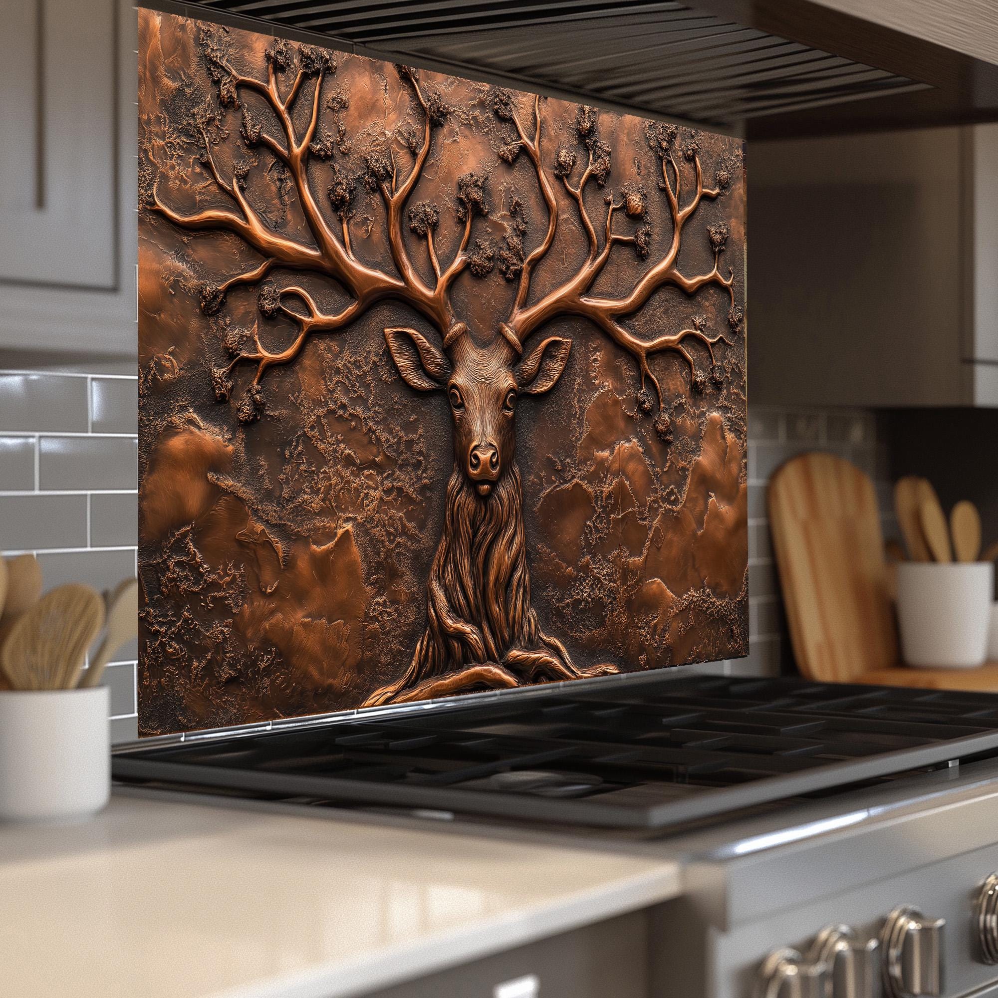 Deer Copper Look Kitchen Backsplash,tempered Kitchen Backsplash Panel ...