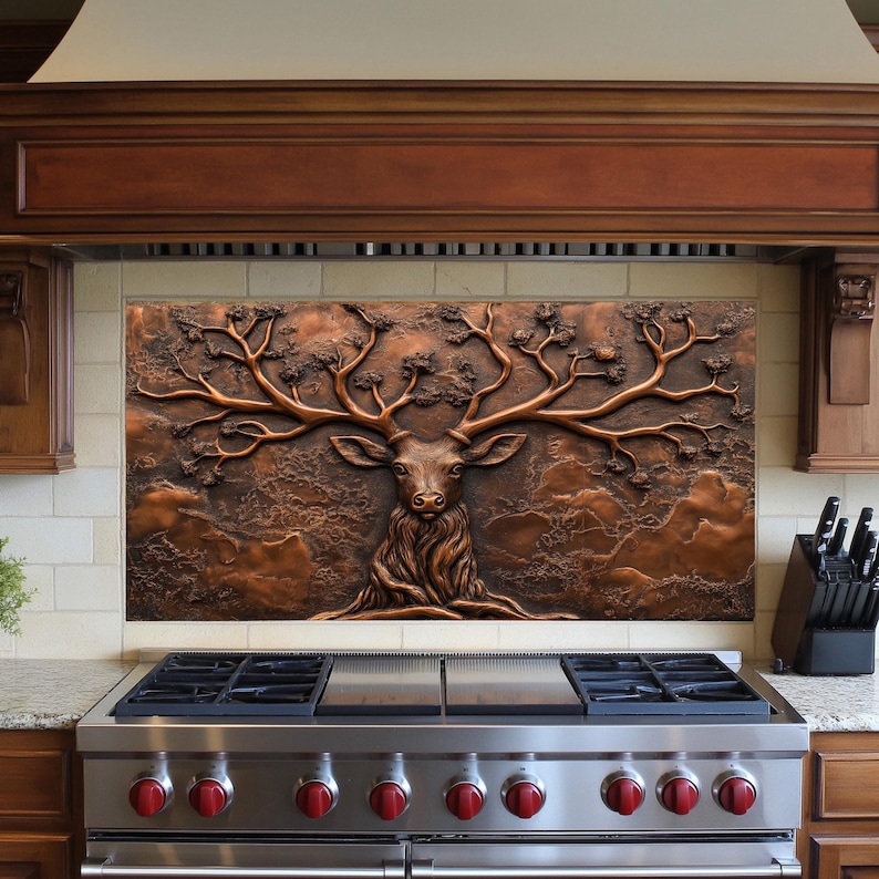 Deer Copper Look Kitchen Backsplash,tempered Kitchen Backsplash Panel ...
