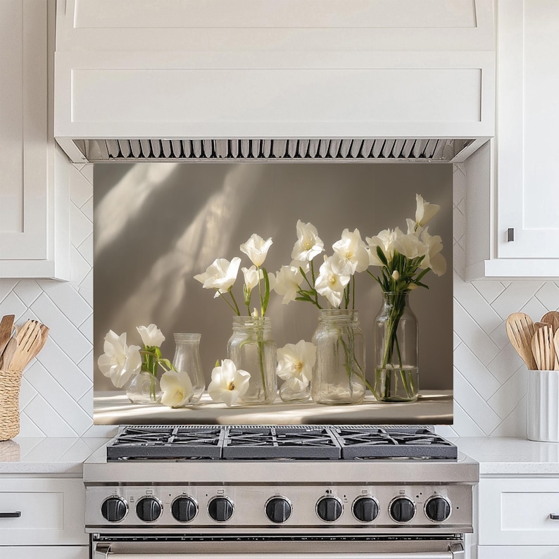 Tempered Glass Stove Backsplash Panel,stove Back Cover,kitchen Decor ...