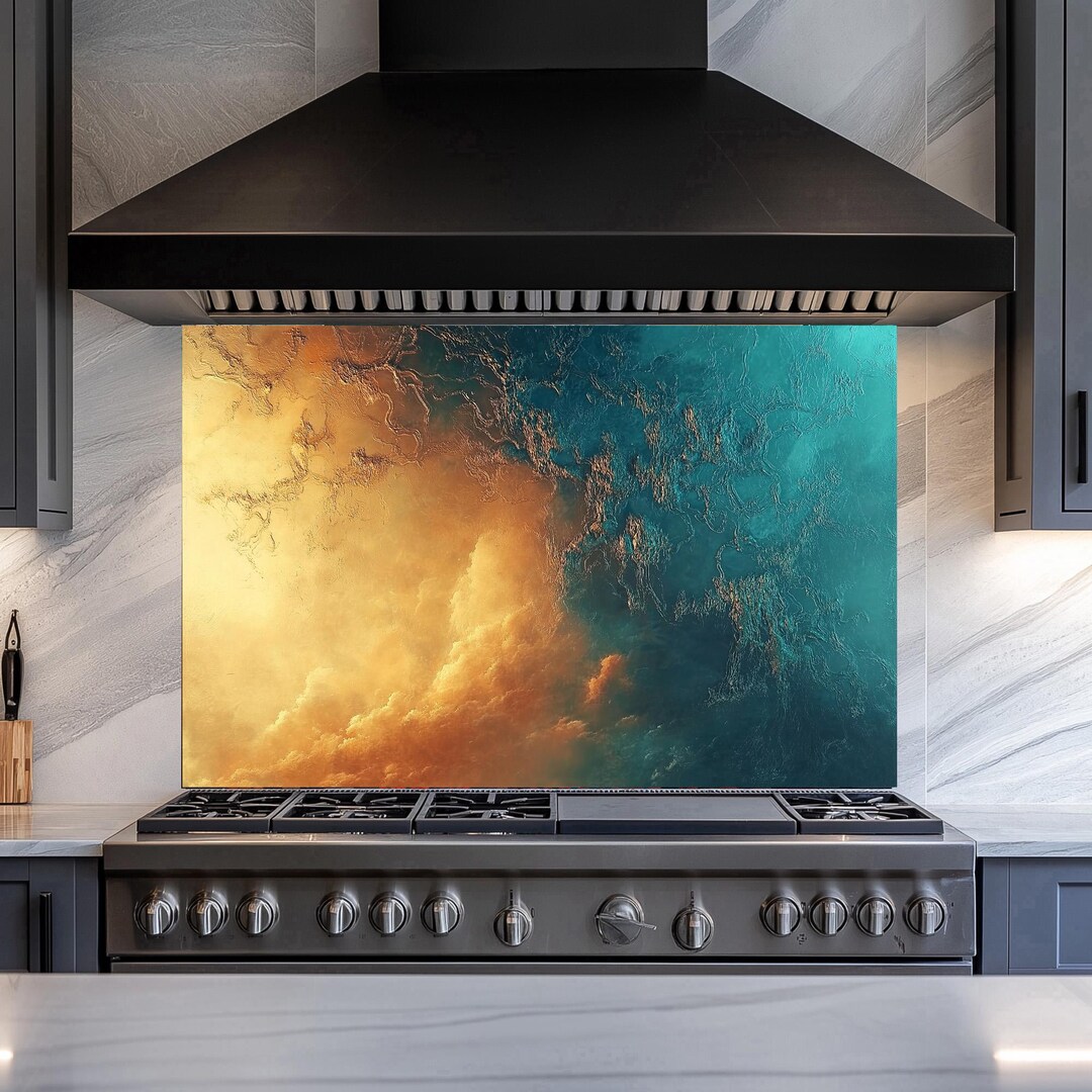 Tempered Glass Stove Backsplash Panel,stove Back Cover,kitchen Decor ...