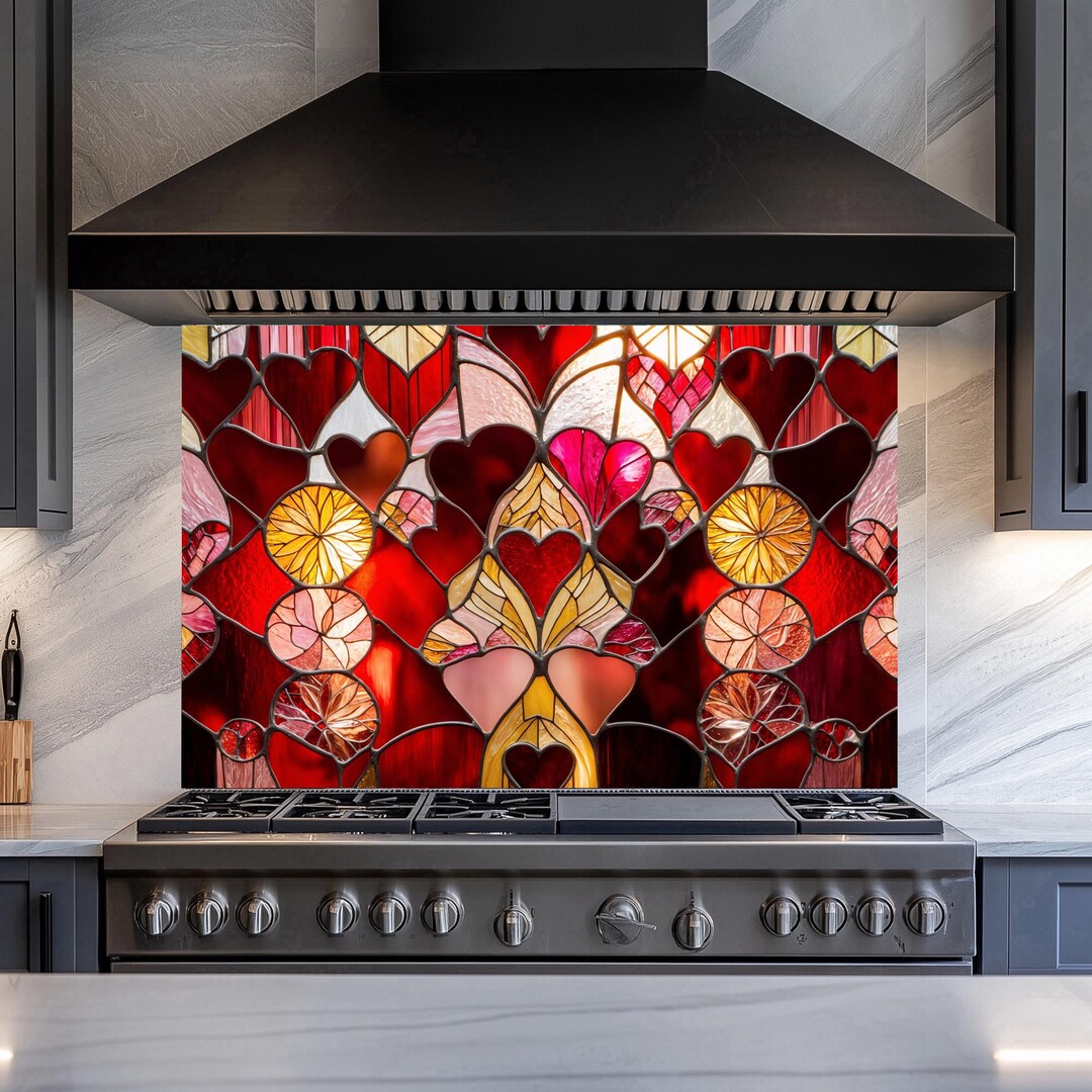 Stained Tempered Glass Stove Backsplash Panel,stove Back Cover,kitchen Decor,stove Top Cover ...