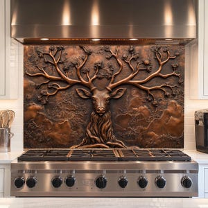 Deer Copper Look Kitchen Backsplash,tempered Kitchen Backsplash Panel ...