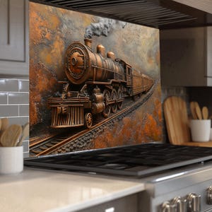Copper Train Kitchen Backsplash for Stove,stove Back Cover,glass ...