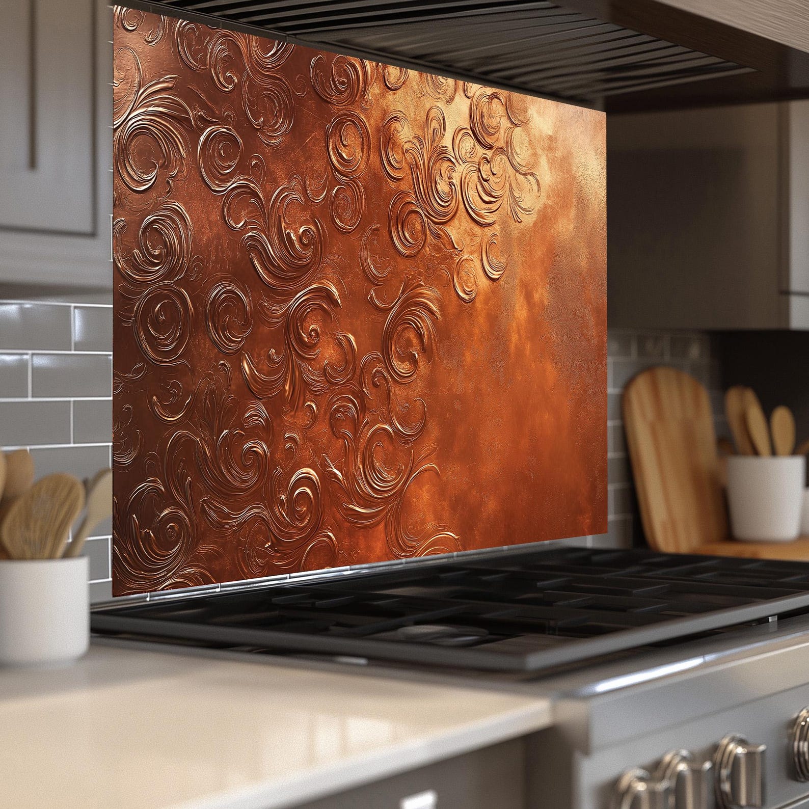 Copper Glass Kitchen Backsplash Behind Stove,stove Backsplash for ...