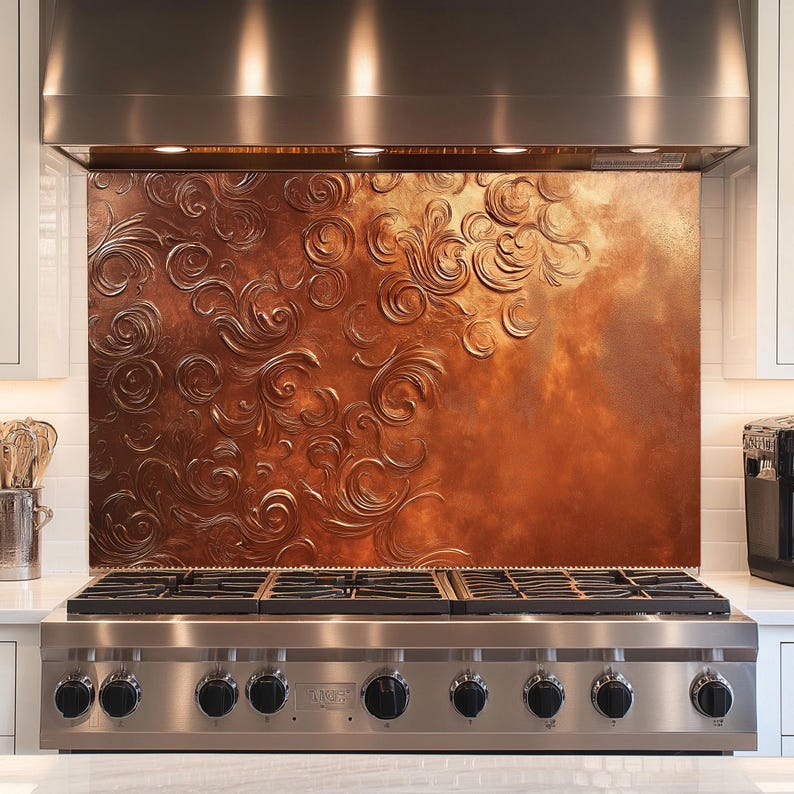 Copper Glass Kitchen Backsplash Behind Stove,stove Backsplash for ...