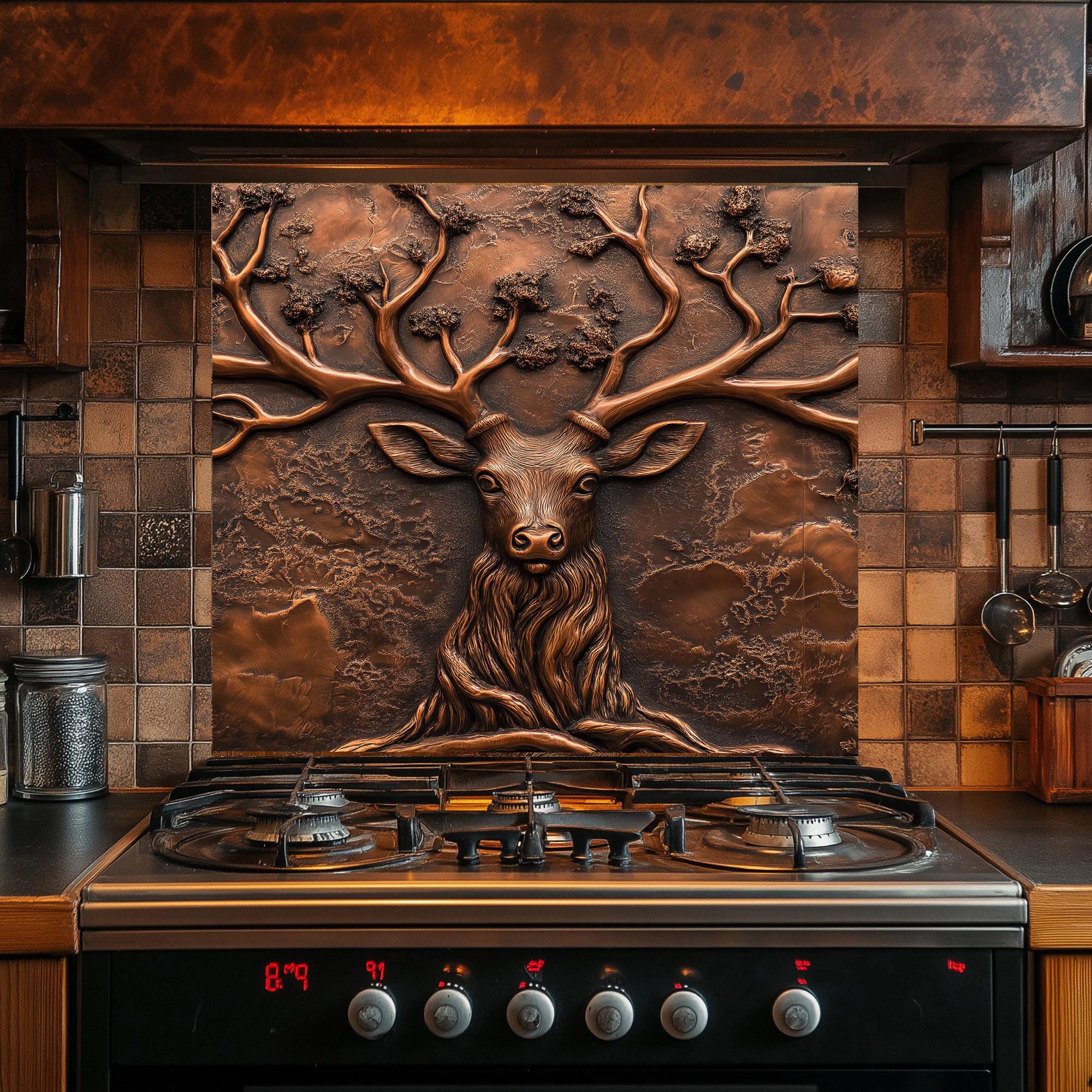 Deer Copper Look Kitchen Backsplash,tempered Kitchen Backsplash Panel ...