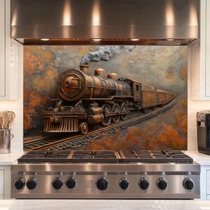 Copper Train Kitchen Backsplash for Stove,stove Back Cover,glass ...