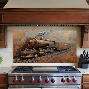 Copper Train Kitchen Backsplash for Stove,stove Back Cover,glass ...