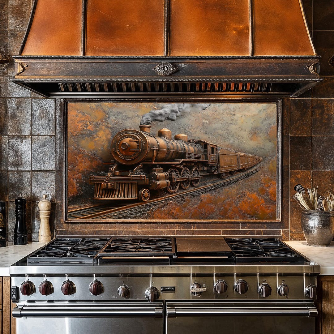 Copper Train Kitchen Backsplash for Stove,stove Back Cover,glass ...