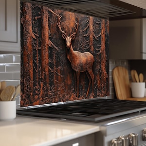 Copper Deer Tempered Glass Kitchen Backsplash Behind Stove,stove ...