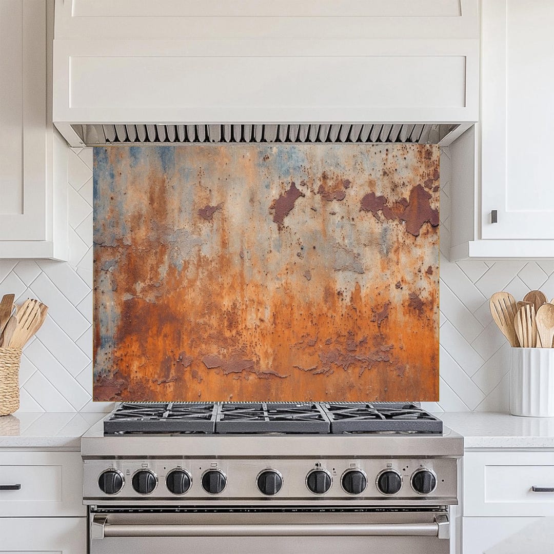 Rusty Tempered Glass Kitchen Backsplash for Stove,backsplash for ...