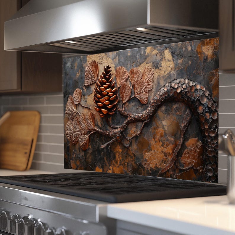 Pine Cone Copper Look Kitchen Backsplash,tempered Kitchen Backsplash ...