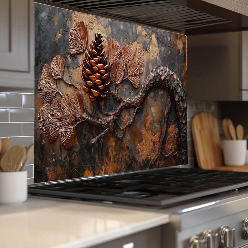 Pine Cone Copper Look Kitchen Backsplash,tempered Kitchen Backsplash ...