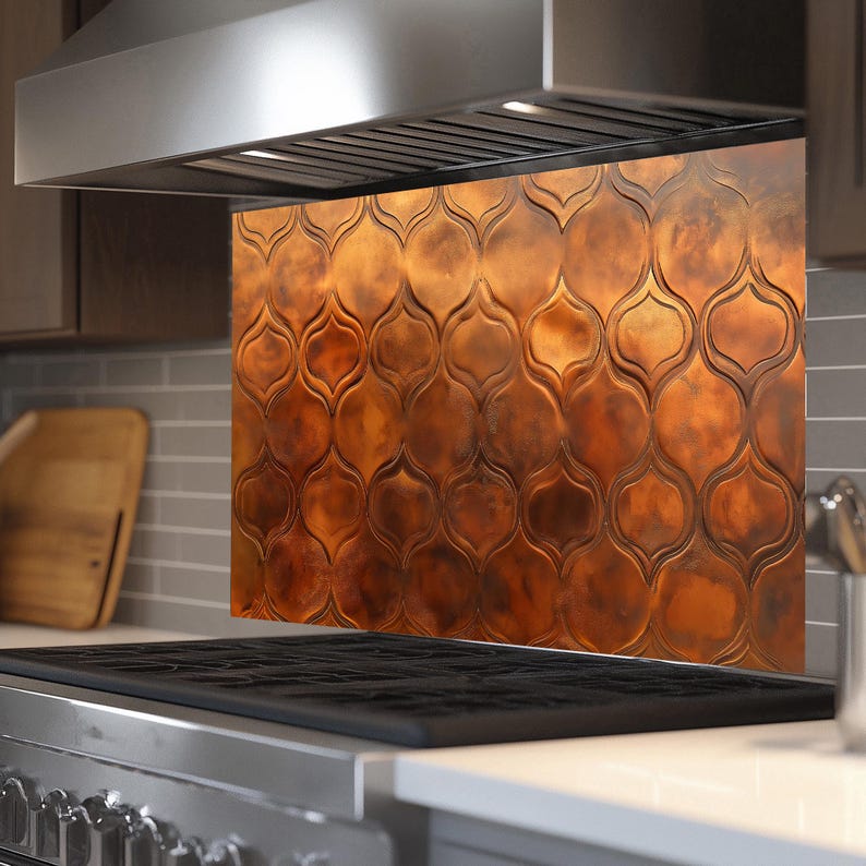 Copper Look Kitchen Backsplash,tempered Kitchen Backsplash Panel,stove ...