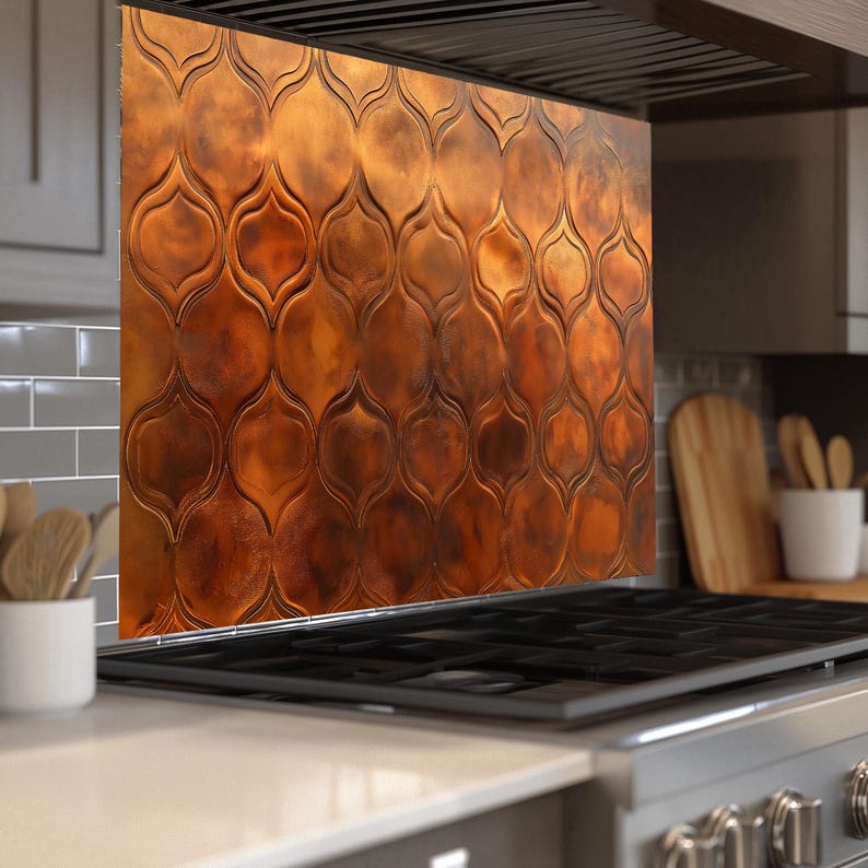 Copper Look Kitchen Backsplash,tempered Kitchen Backsplash Panel,stove ...