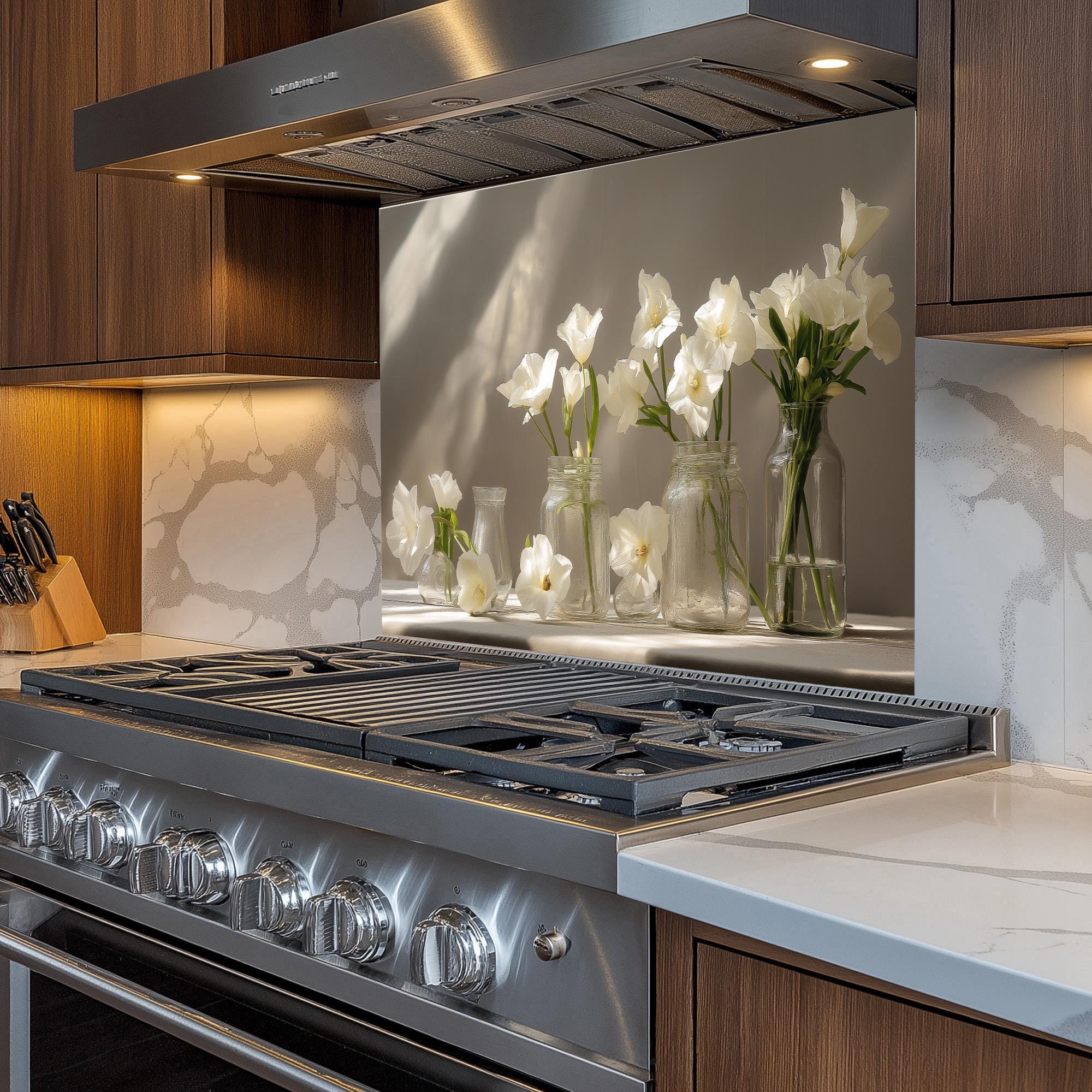 Tempered Glass Stove Backsplash Panel,stove Back Cover,kitchen Decor ...