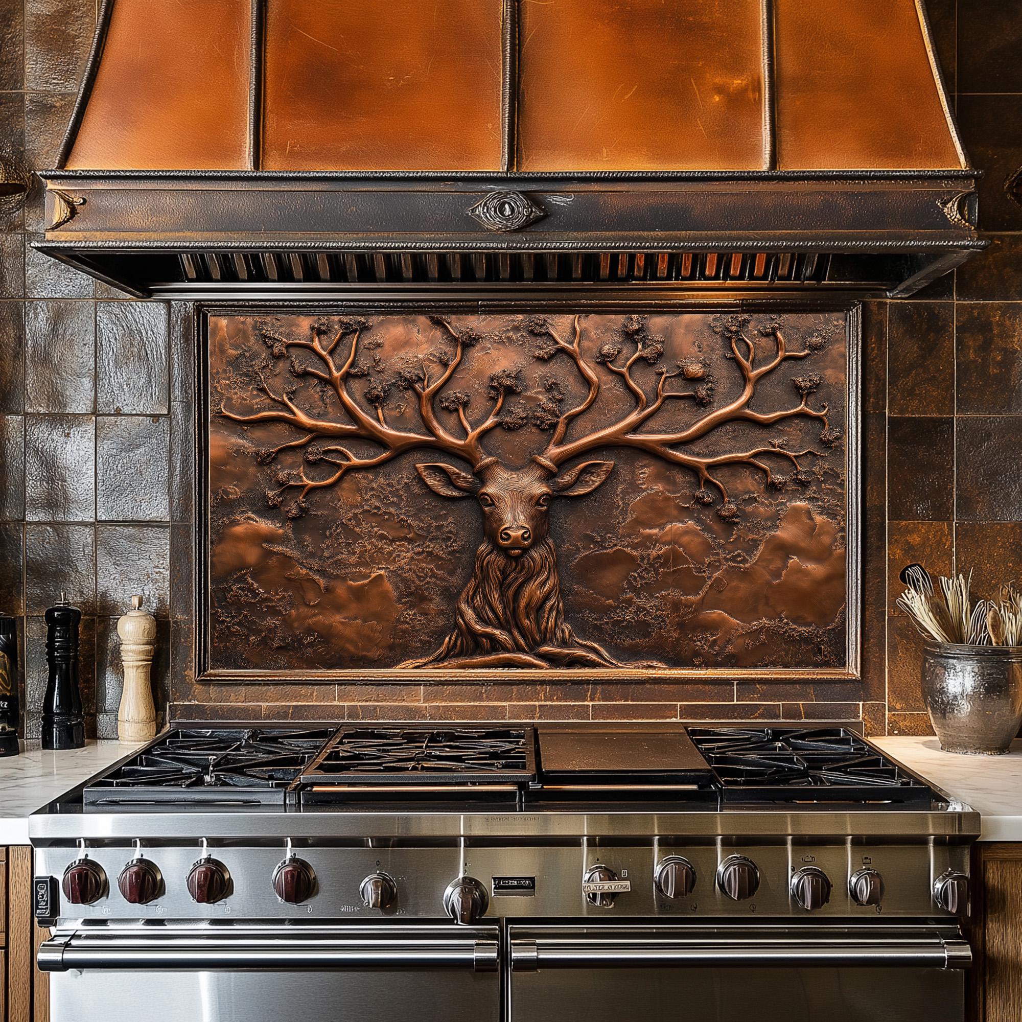 Deer Copper Look Kitchen Backsplash,tempered Kitchen Backsplash Panel ...