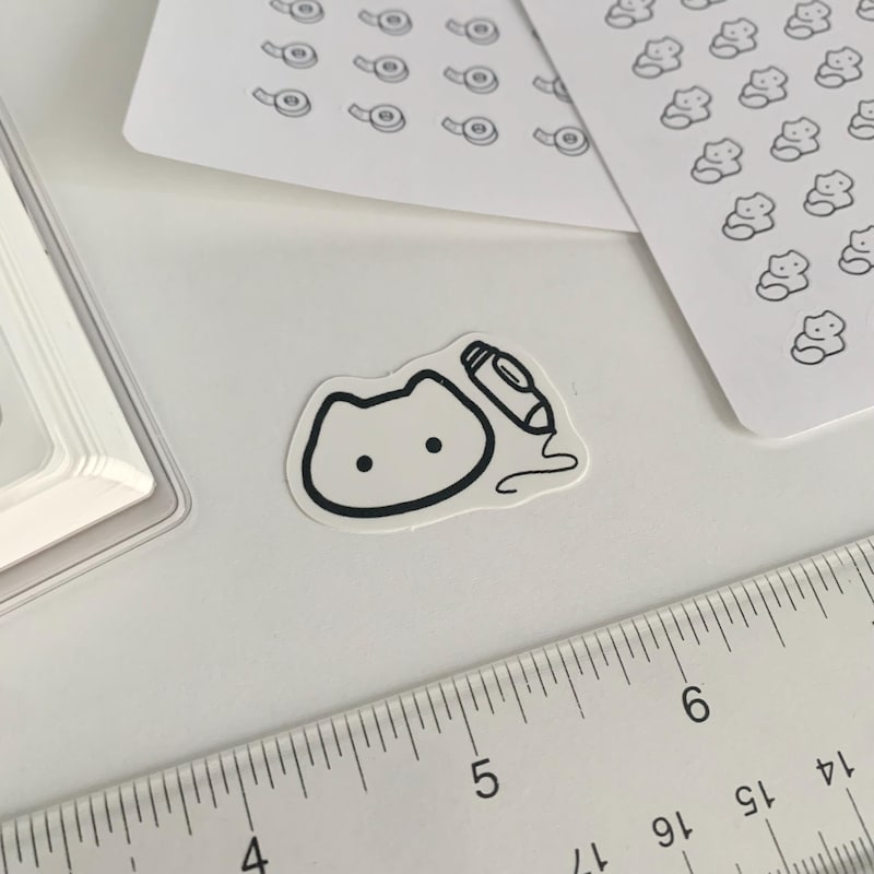 1 Vinyl Gray Cat Sticker - Etsy