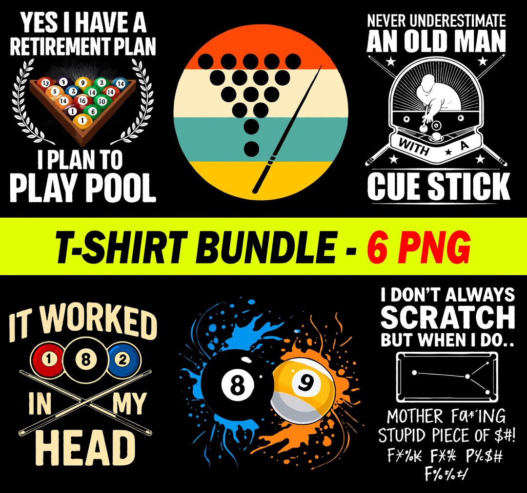 Eight Ball PNG Bundle, Billiards Clipart Design, Pool Game Shirt PNG ...