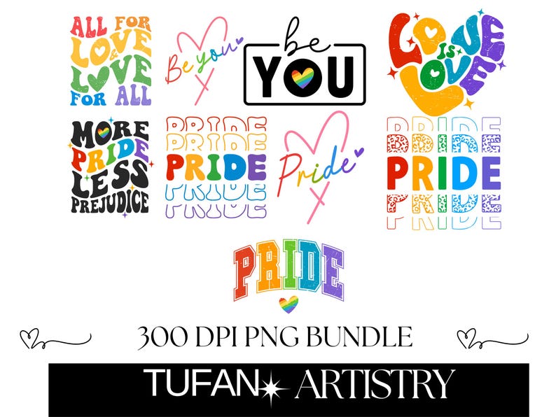 LGBTQ Pride PNG Bundle | Rainbow Clipart Pack | Celebration Graphics ...
