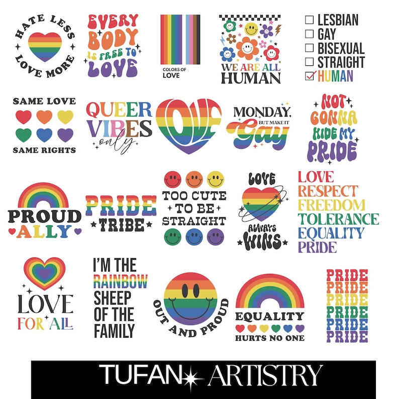 Lgbtq Pride SVG Bundle | Rainbow Clipart Pack for Pride Month | Love is ...