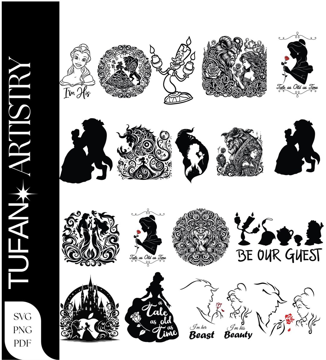 Beauty and the Beast Svg, Enchanted Rose Svg, Mandala Svg, Enchanted ...