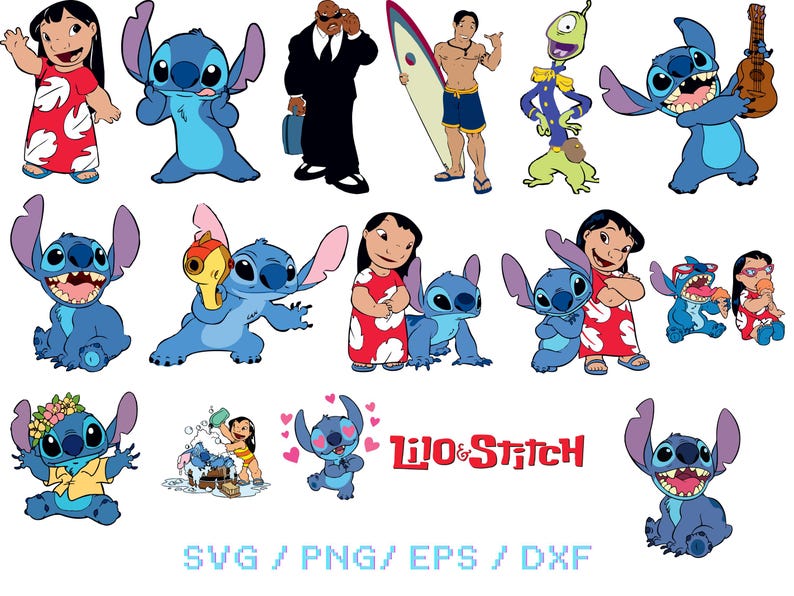 Stitch and Lilo SVG Bundle, Vector Art, Cricut Cut Files (instant ...