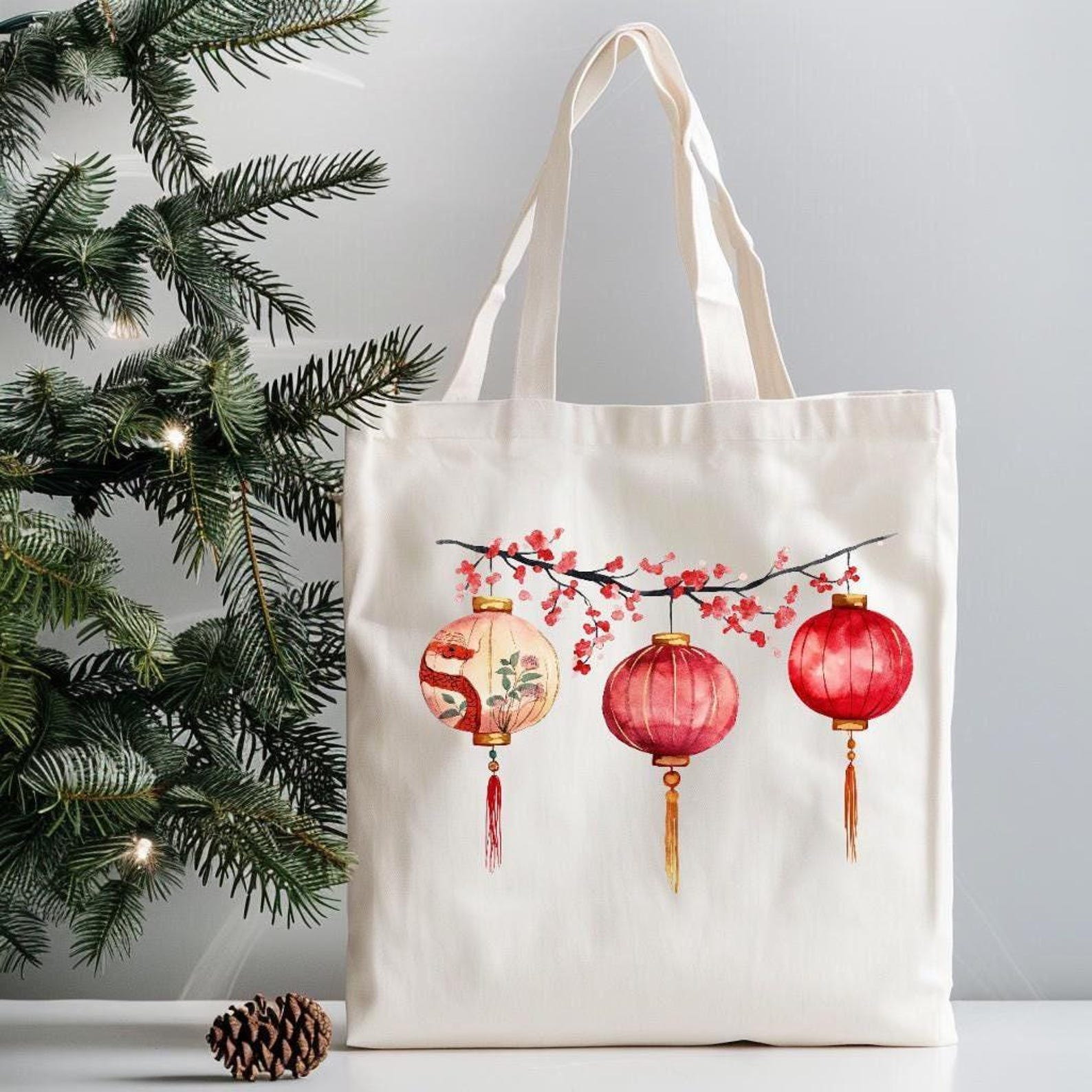 Chinese Lantern Cotton Tote Bag: Lunar Fire Horse New Year Gift - Etsy