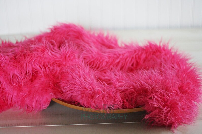 Hot Pink Mongolian Faux Fur Nest Photography Prop Rug Newborn - Etsy