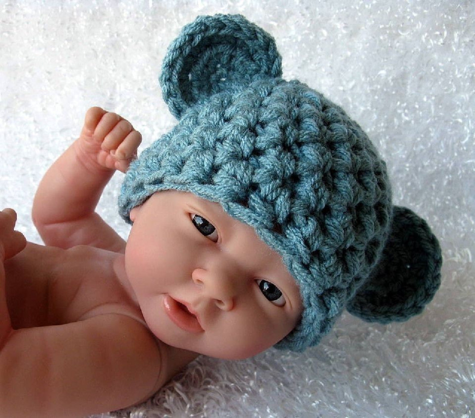 Blue Handmade Newborn Teddy Bear Hat - Etsy