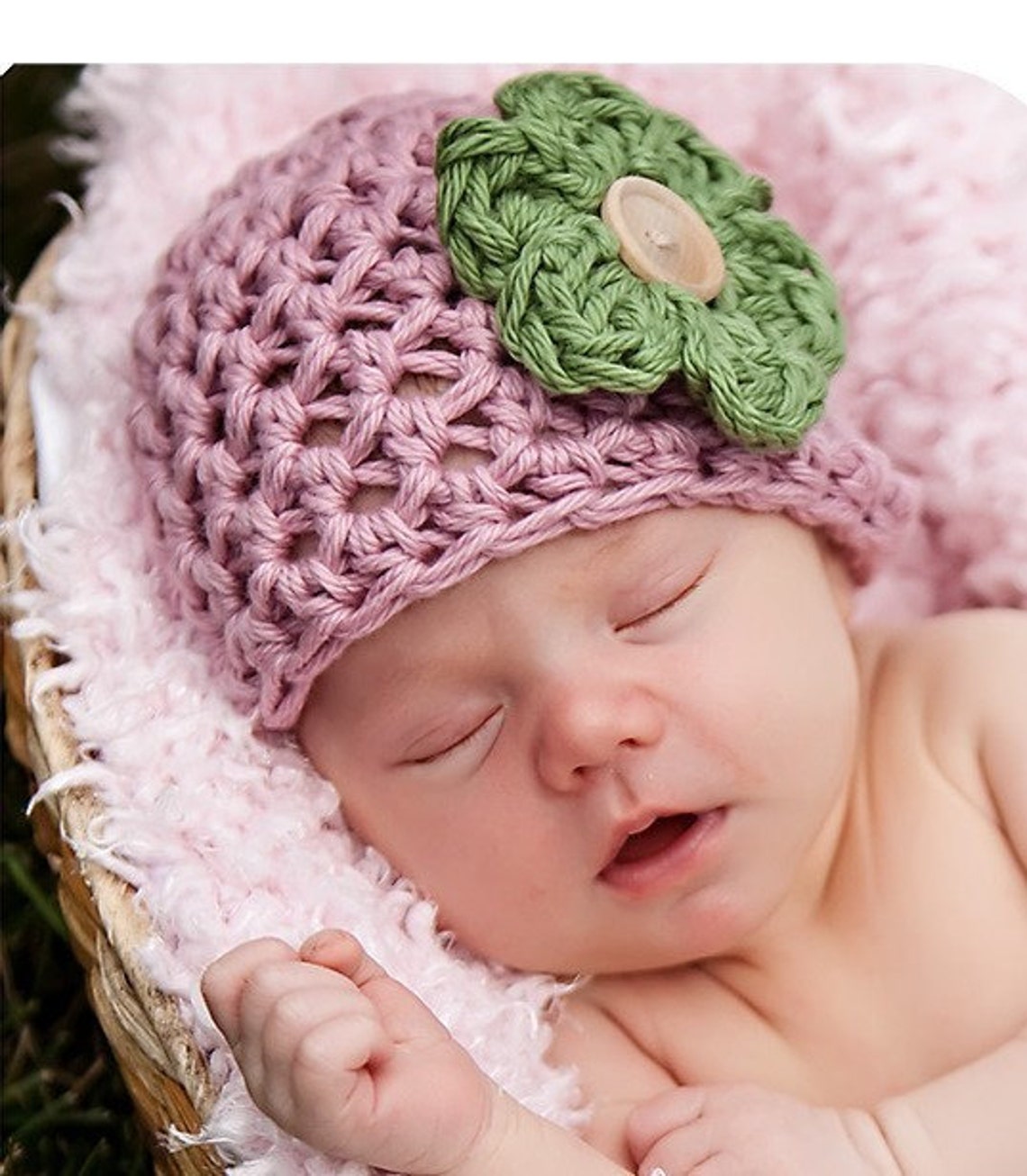 Vintage Cotton Newborn Baby Beanie Hat Pink | Etsy