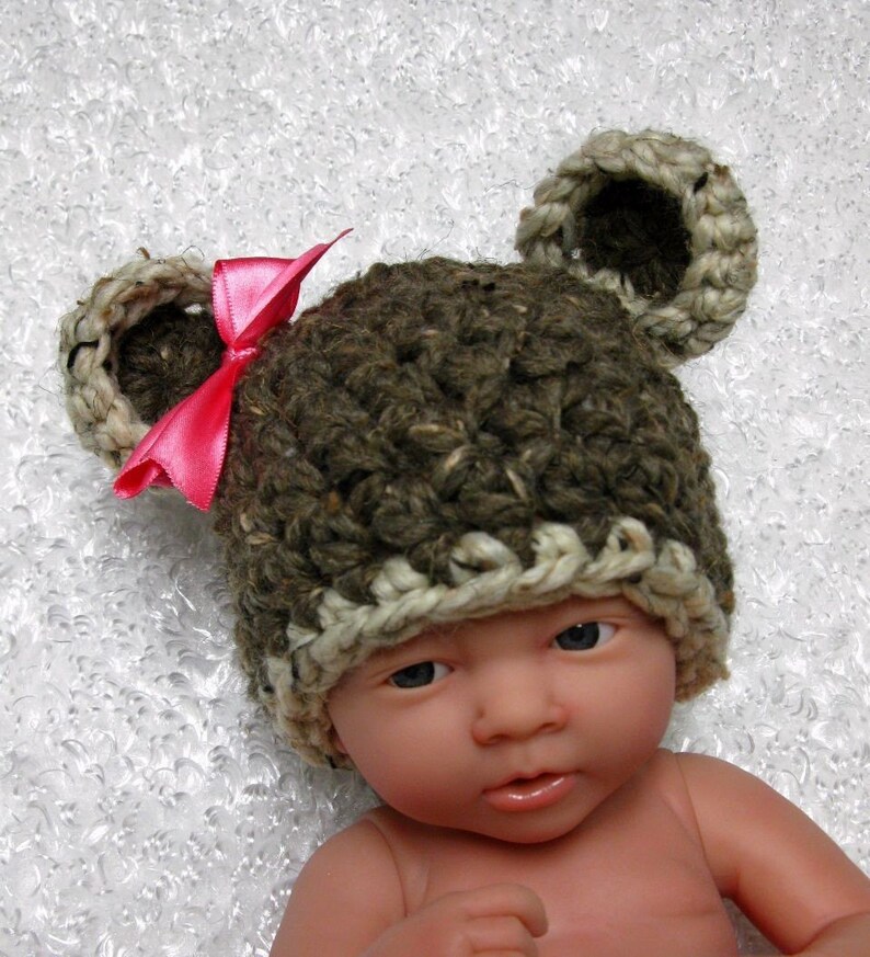 Little Miss Baby Bear Newborn Teddy Hat in Brown - Etsy