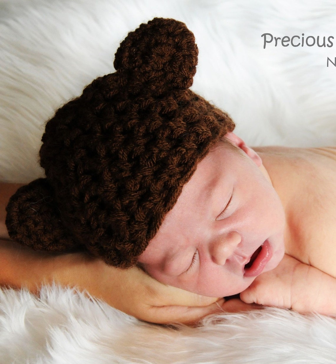 Newborn Teddy Bear Hat in Brown | Etsy