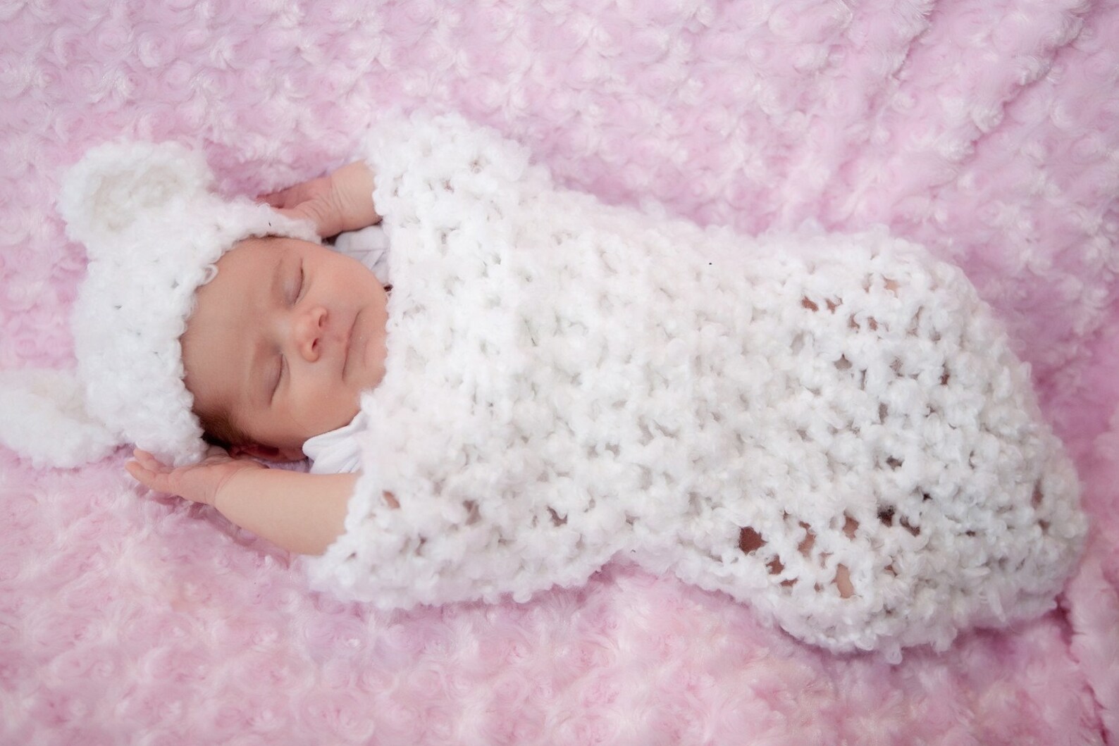 Puffy Cloud Newborn Cocoon Teddy Bear Hat Set - Etsy