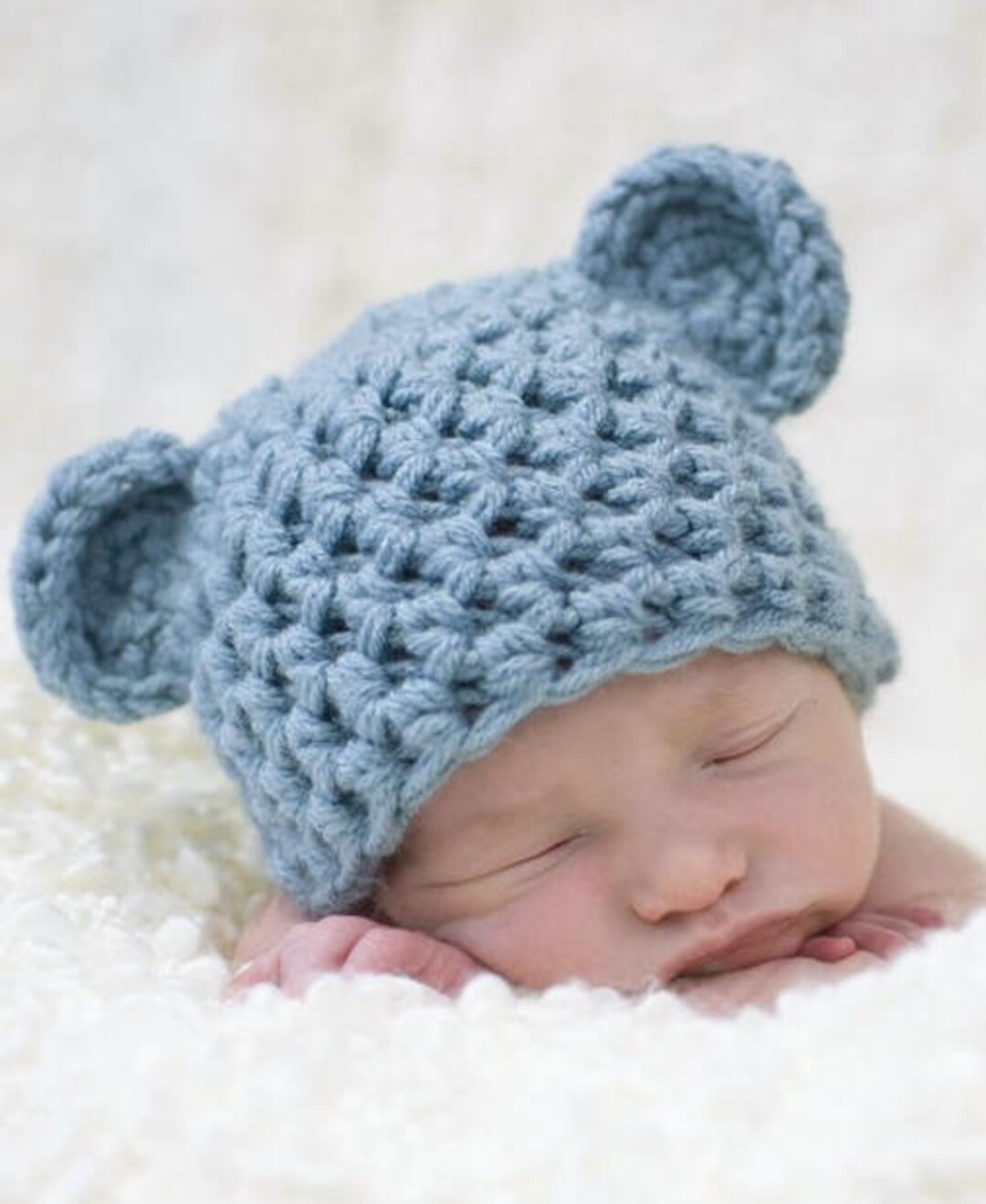 Blue Handmade Newborn Teddy Bear Hat - Etsy