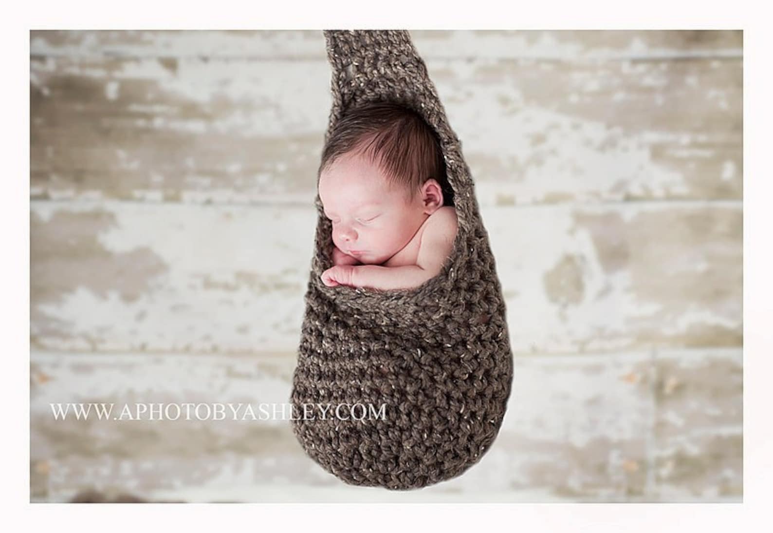 Chunky Brown Newborn Stork Sack, Crochet Hanging Pouch, Newborn ...