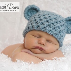 Handmade Newborn Teddy Bear Hat in Blue - Etsy