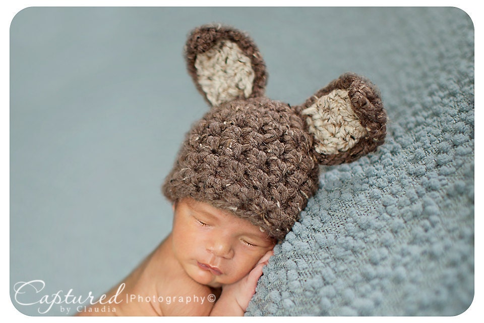 Brown Beige Bunny Hat Newborn Baby - Etsy