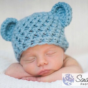 Handmade Newborn Teddy Bear Hat in Blue - Etsy