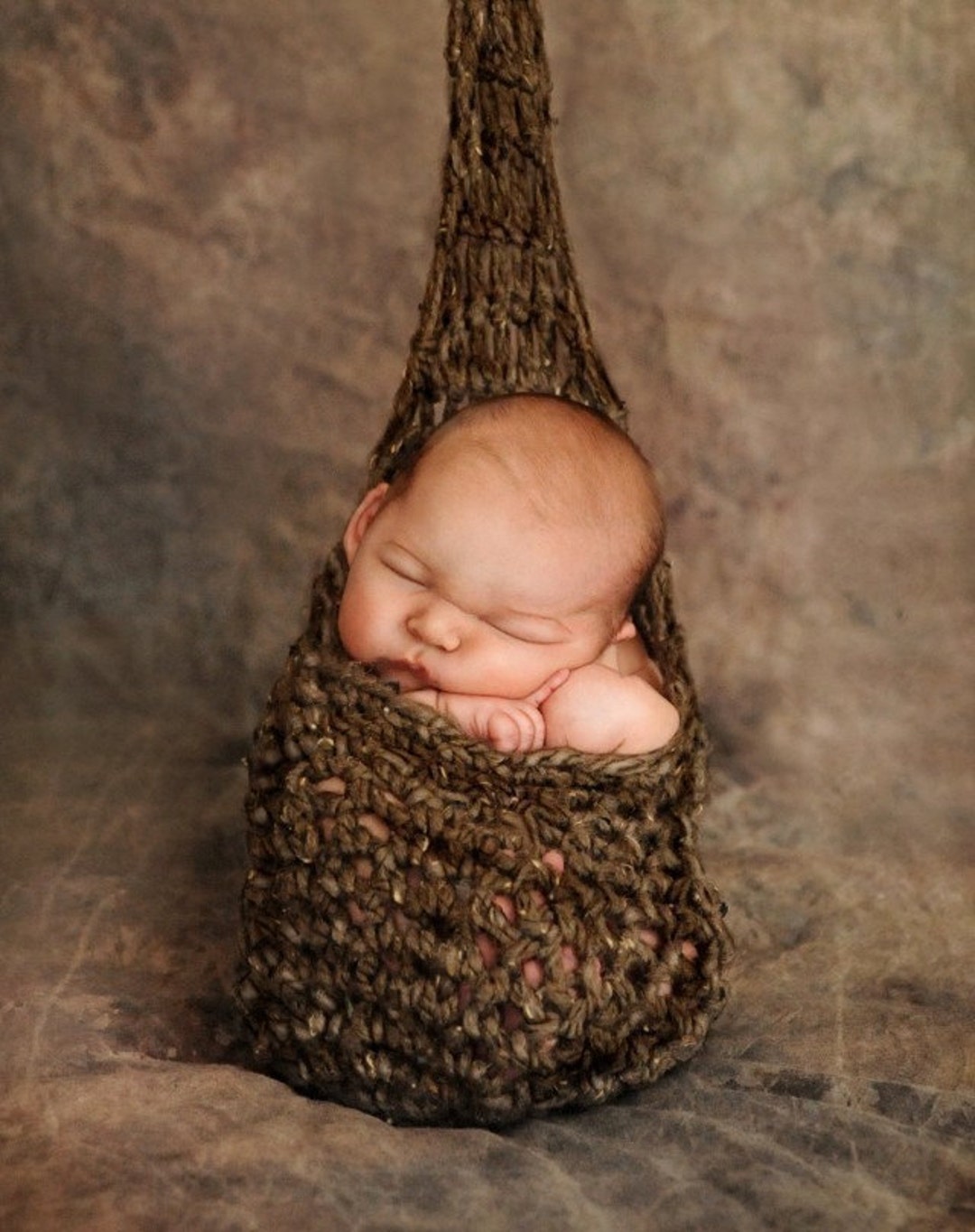Barley Brown Newborn Stork Sack, Crochet Hanging Pouch, Newborn ...