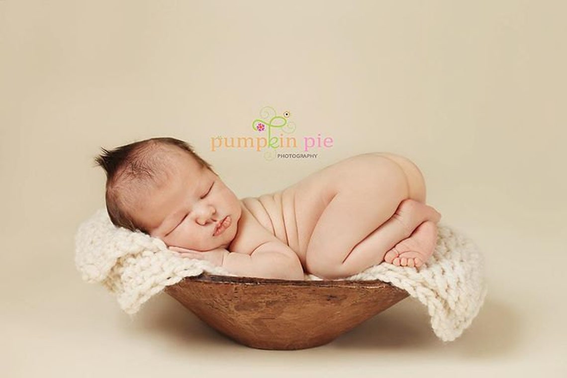 Cream Newborn Baby Blanket Chunky Photo Prop - Etsy