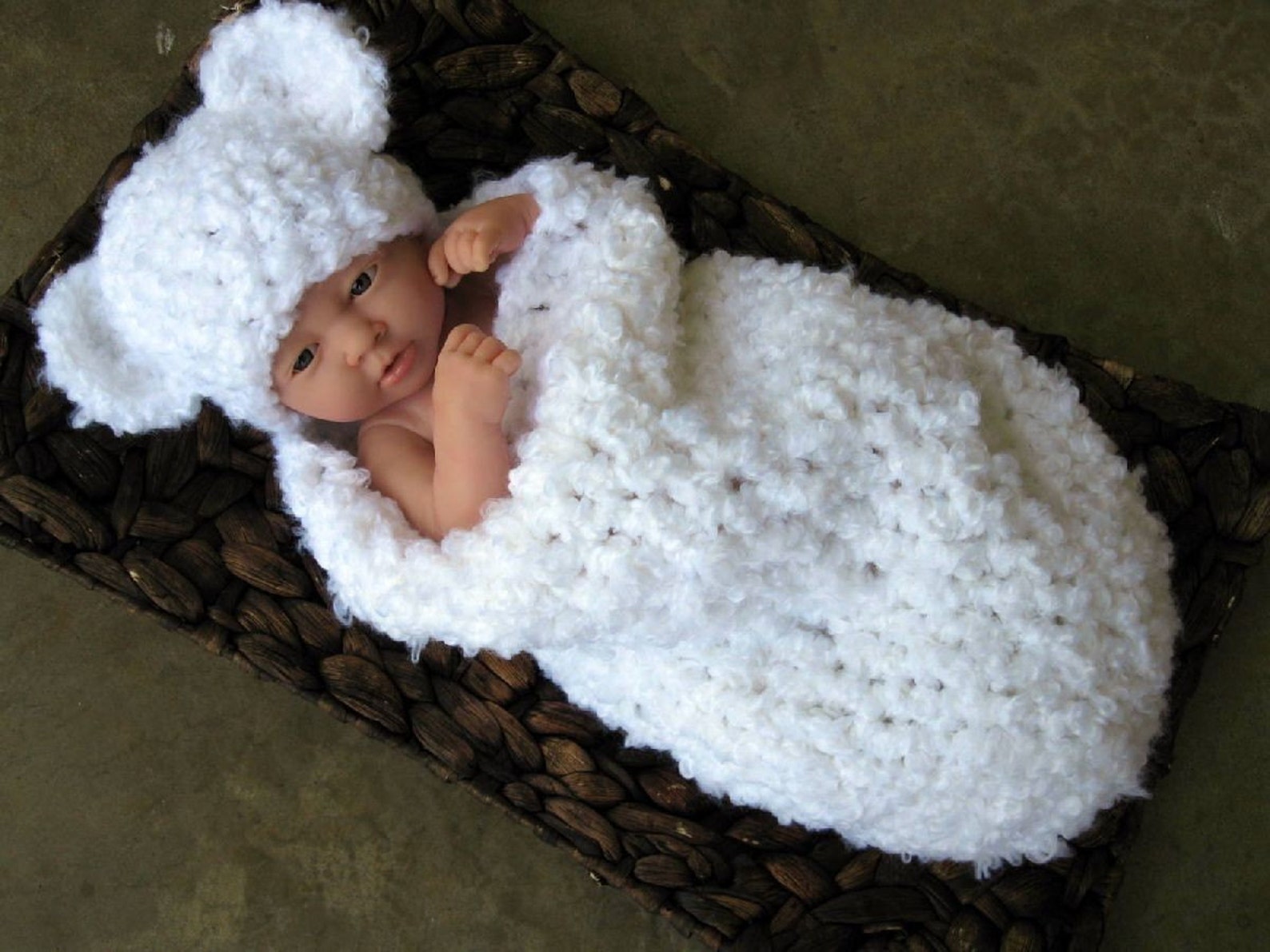 Puffy Cloud Newborn Cocoon Teddy Bear Hat Set - Etsy