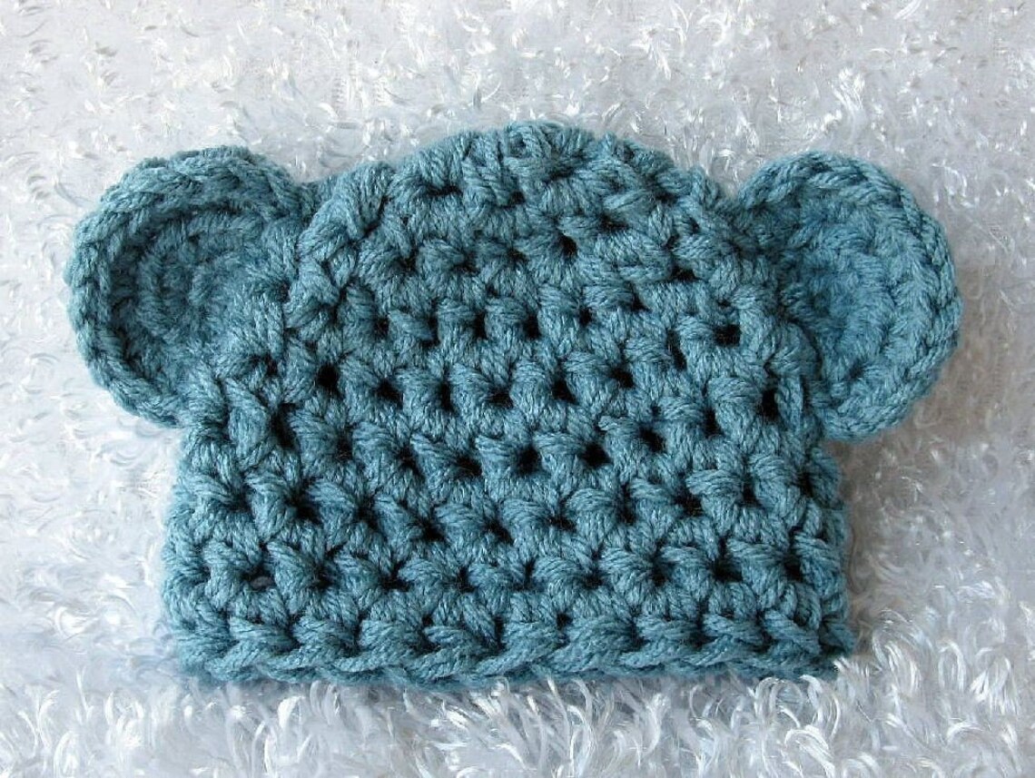 Handmade Newborn Teddy Bear Hat in Blue - Etsy