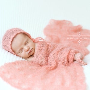 Pink Sunflower Mohair Knit Baby Wrap Newborn Photography - Etsy