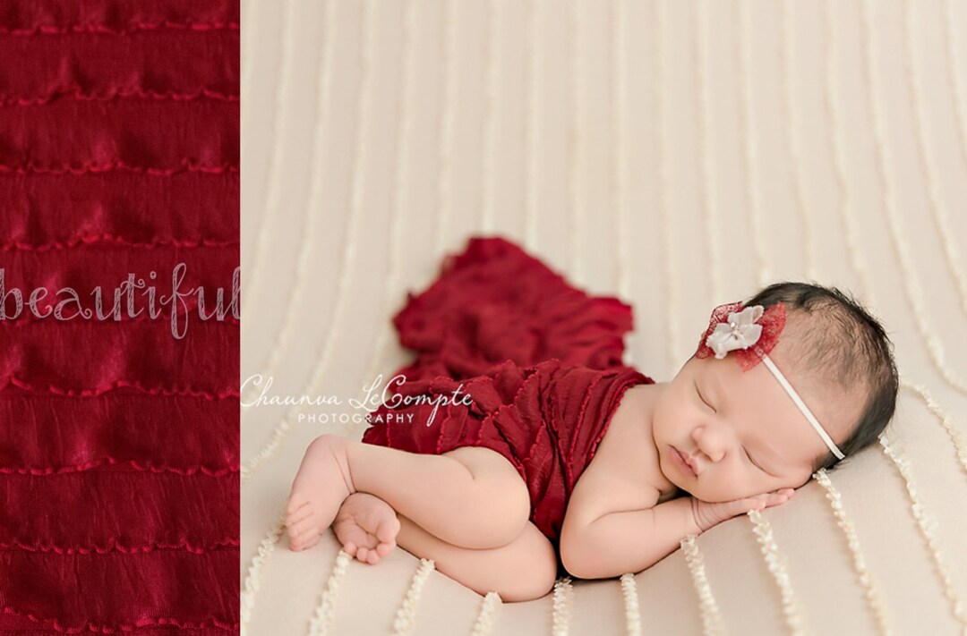 Red Ruffle Stretch Wrap, Newborn Photo Prop, Ruffle Wrap Fabric ...