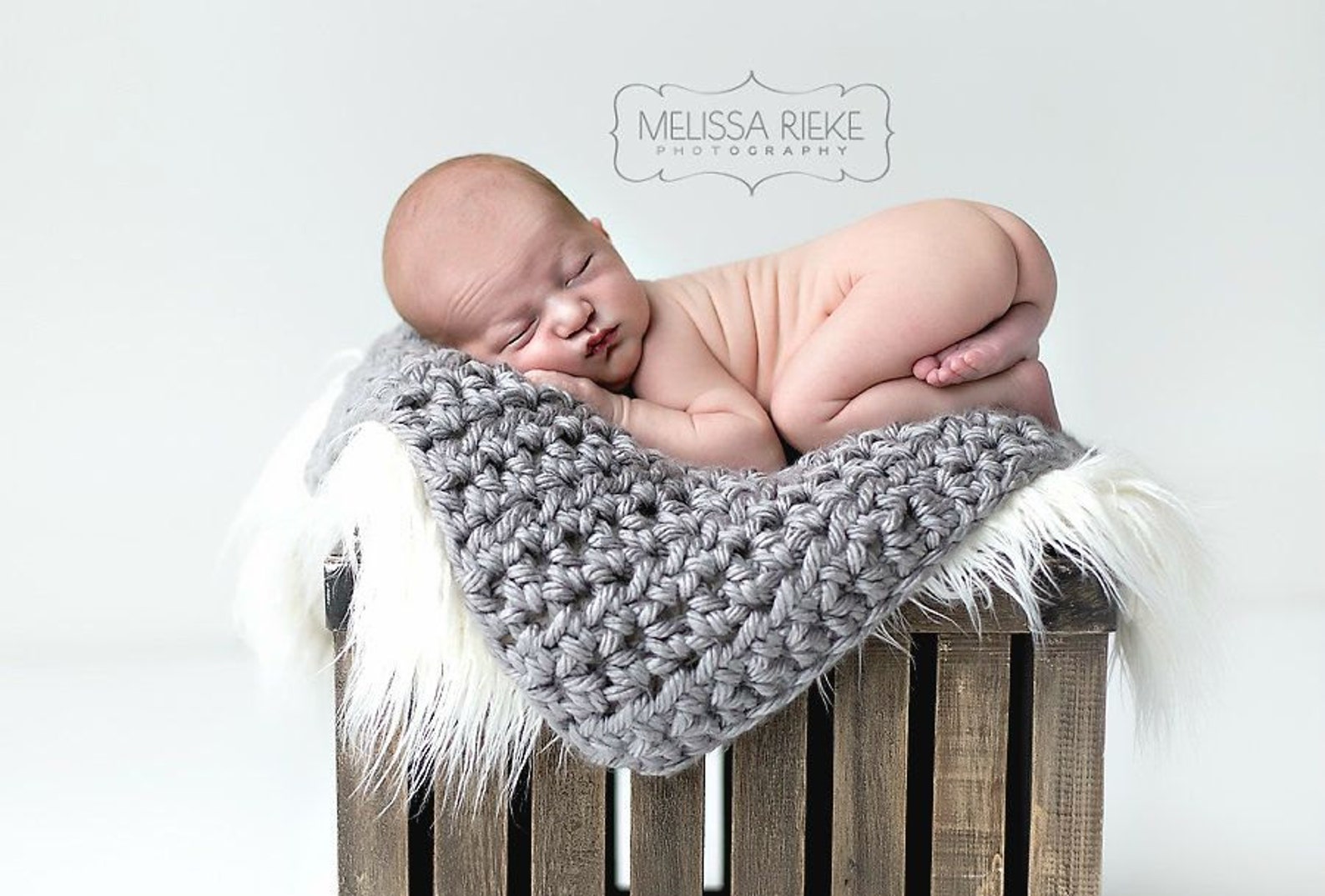 Gray Newborn Baby Blanket Chunky Photo Prop - Etsy
