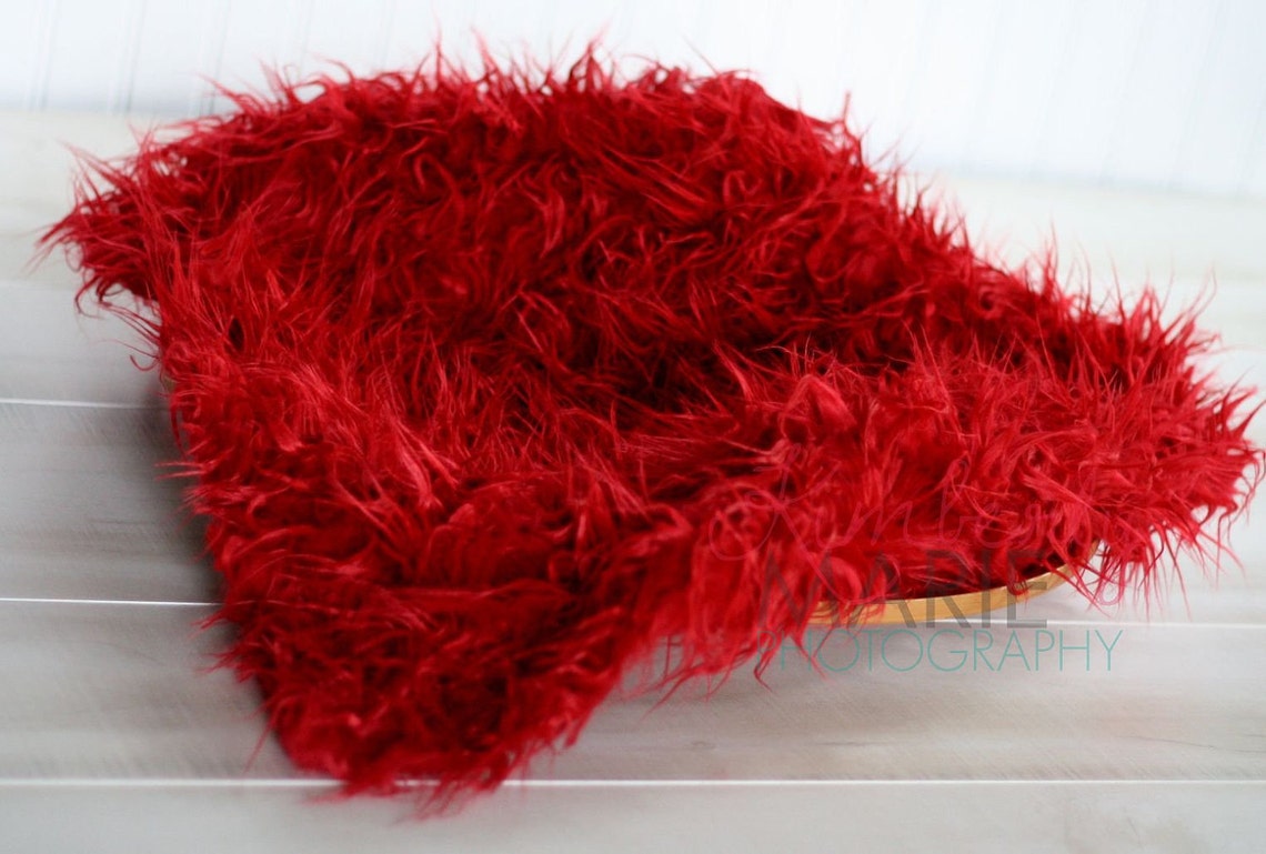 Red Mongolian Faux Fur Rug Nest Photography Photo Prop 30x35 | Etsy