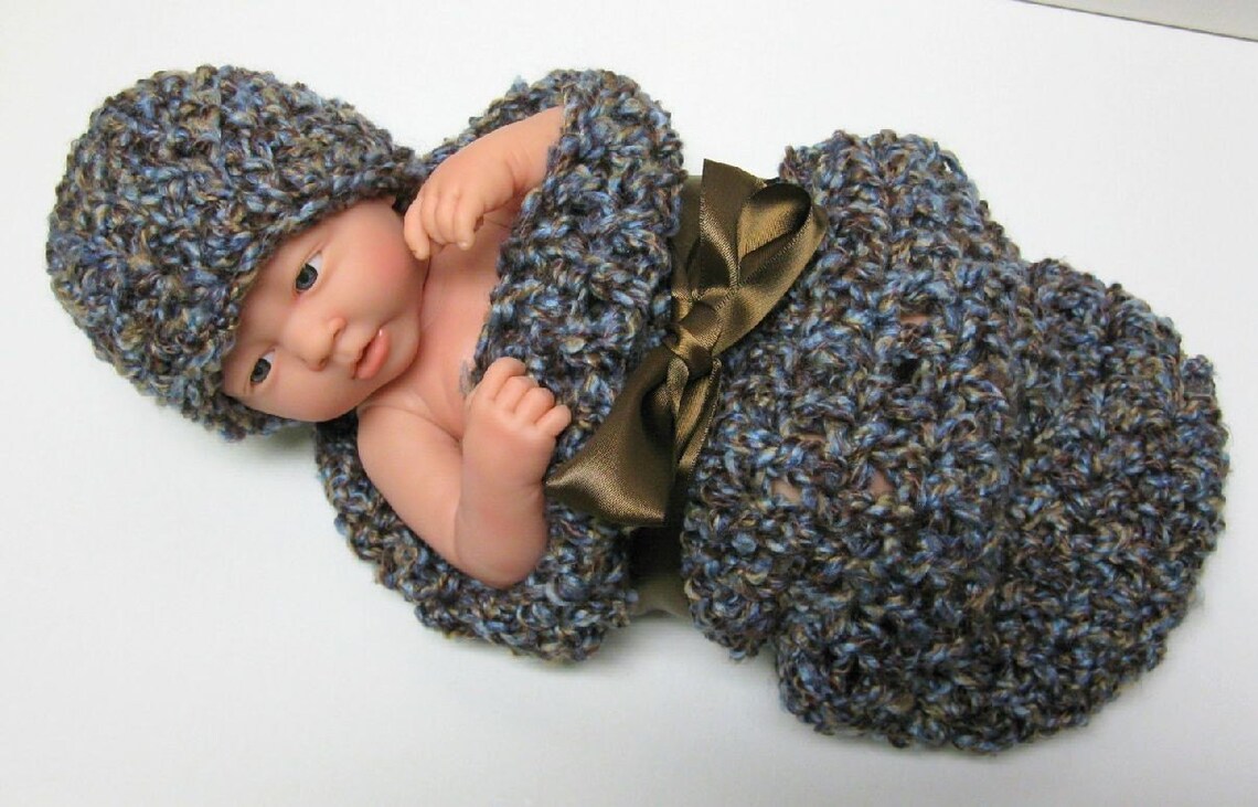 Chunky Newborn Cocoon in Browns Blues - Etsy